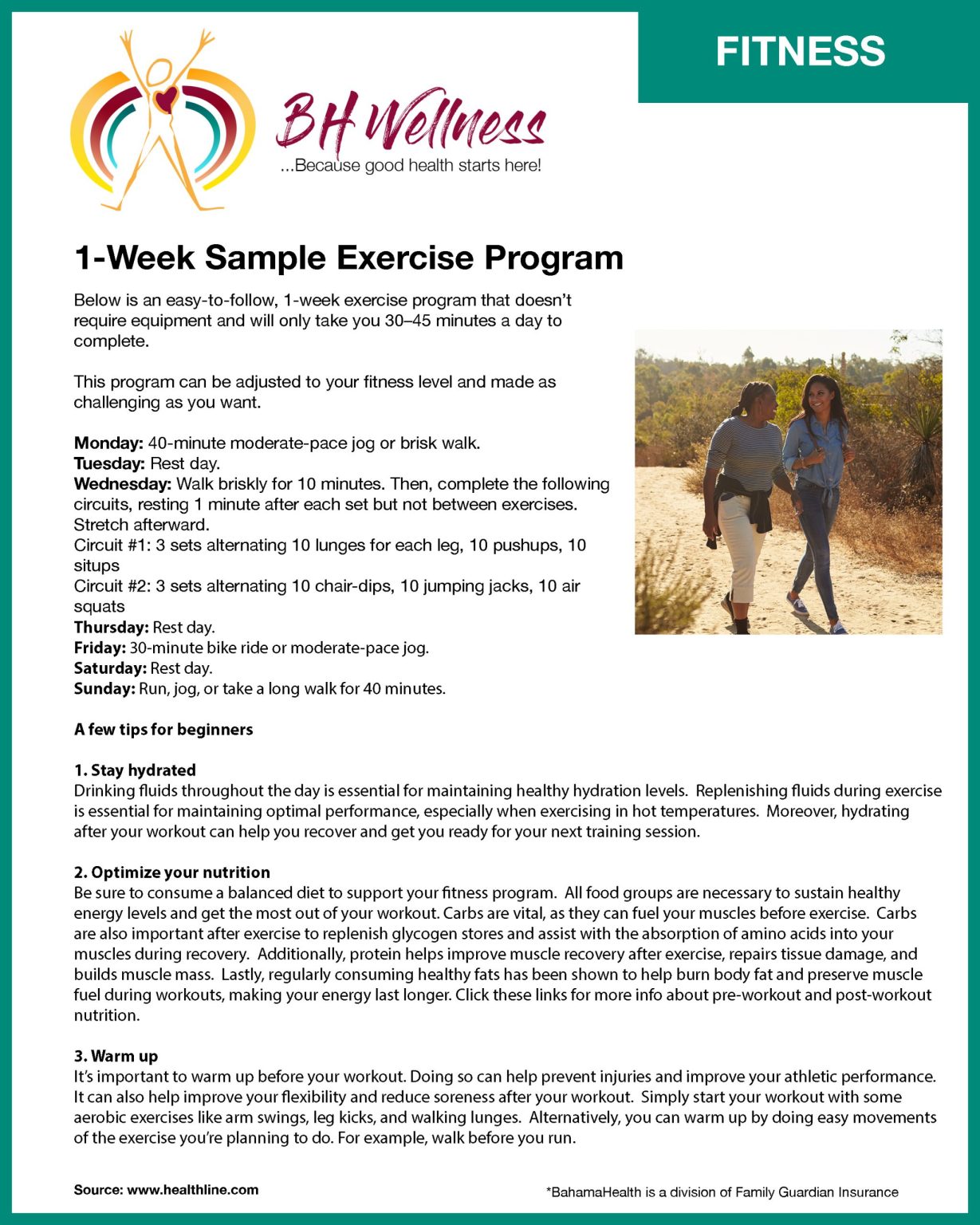 One Week Exercise Program - Bahama Health